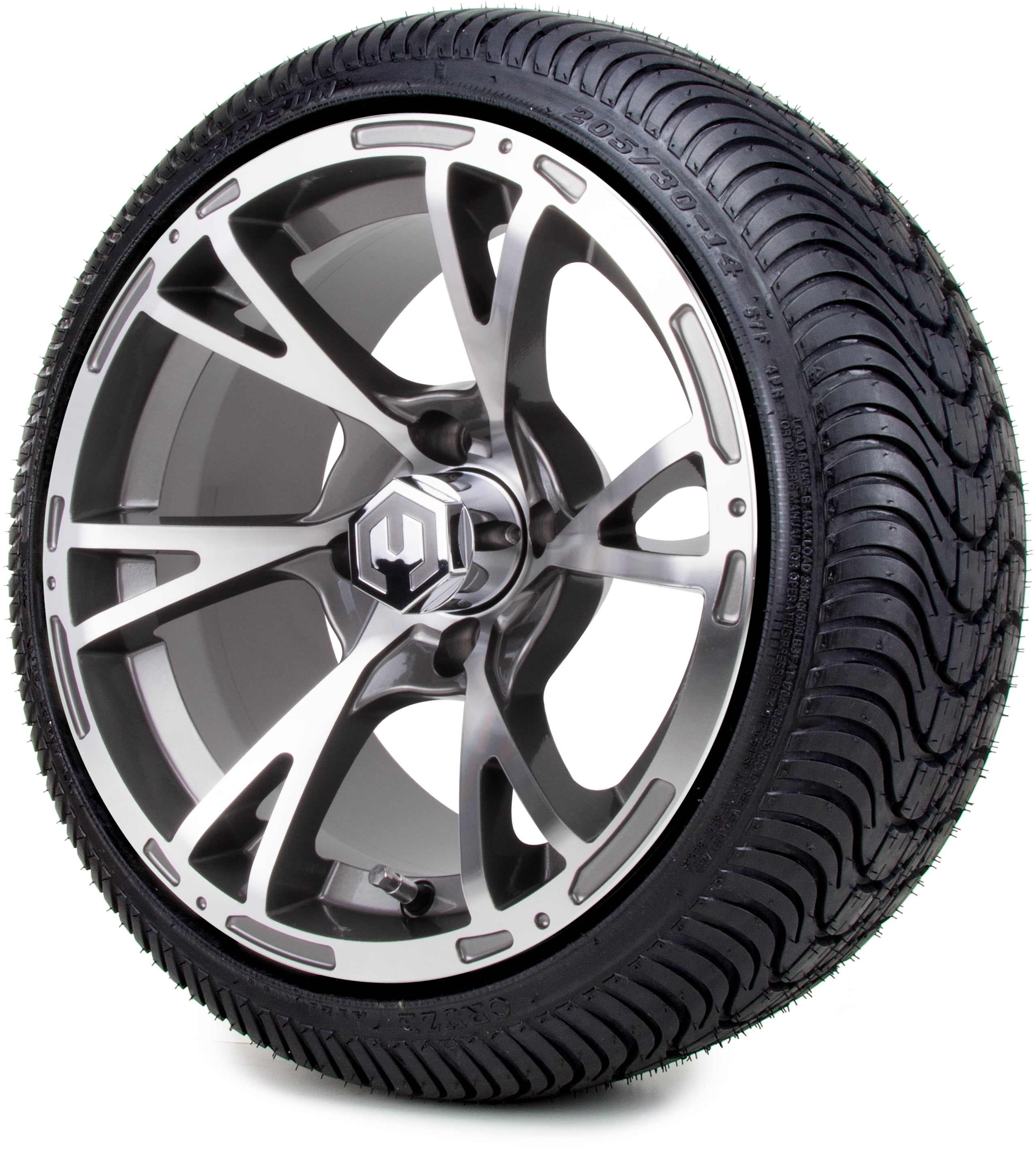 14" MODZ® Avalanche Gunmetal Golf Cart Wheels & Low Profile Tires Combo ...