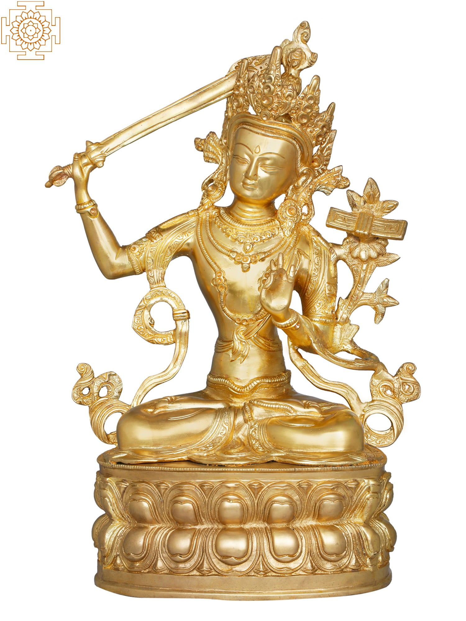 14" Manjushri - Tibetan Buddhist Deity Upholder of the Double-Edged ...