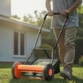 14" Manual Push Reel Lawn Mower 5-Blade Adjustable Height Grass Catcher ...