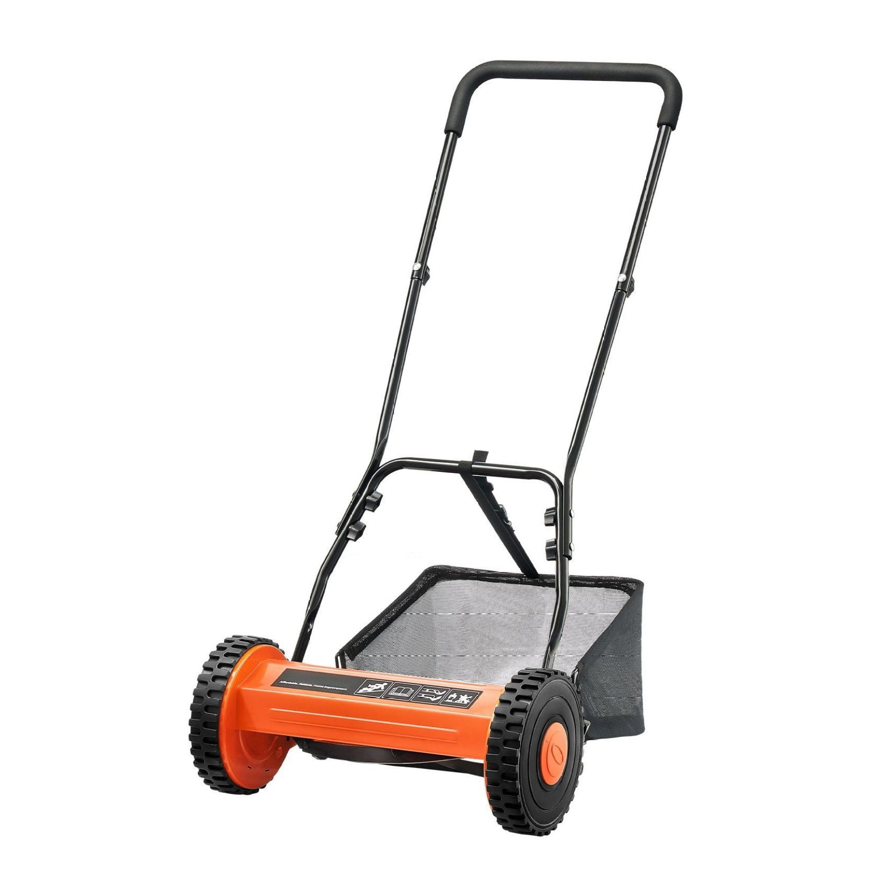 14" Manual Push Reel Lawn Mower 5-Blade Adjustable Height Grass Catcher ...