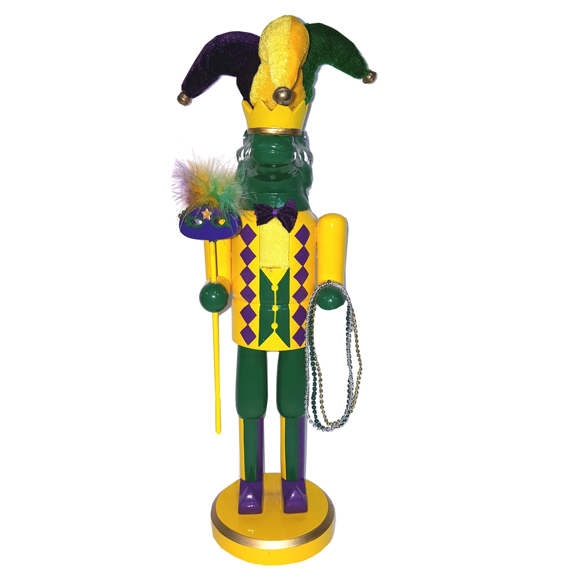 14" Mardi Gras Themed Gator Nutcracker with Jester's Hat and Beads ...