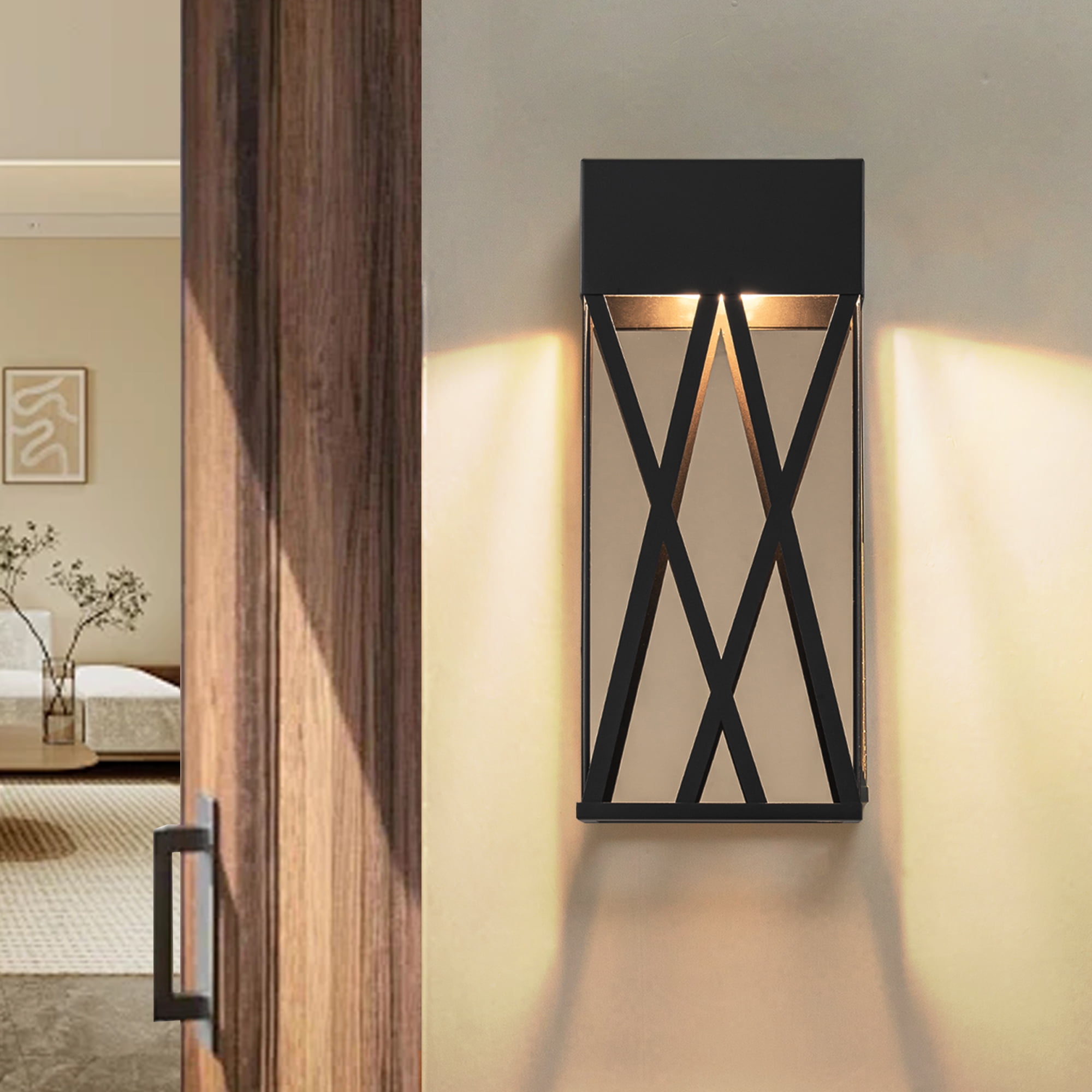 14"Modern Outdoor led Wall Sconce with Gold Stainless Steel Interior ...