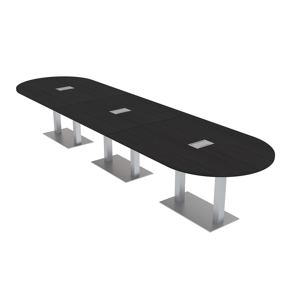 14' Modular Racetrack Conference Table With Square Bases Power Units ...