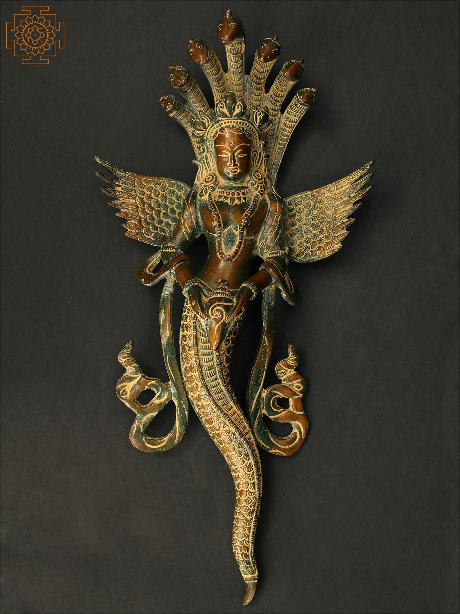 14" Naga Kanya Wall Hanging Statue in Brass | Handmade | Made in India ...