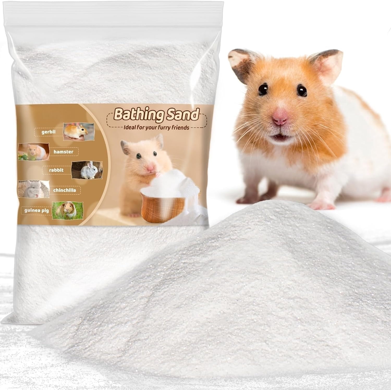 14 OZ Hamster Sand Bath - Whit Fine Sand Hamster Bedding Reptile Silica ...