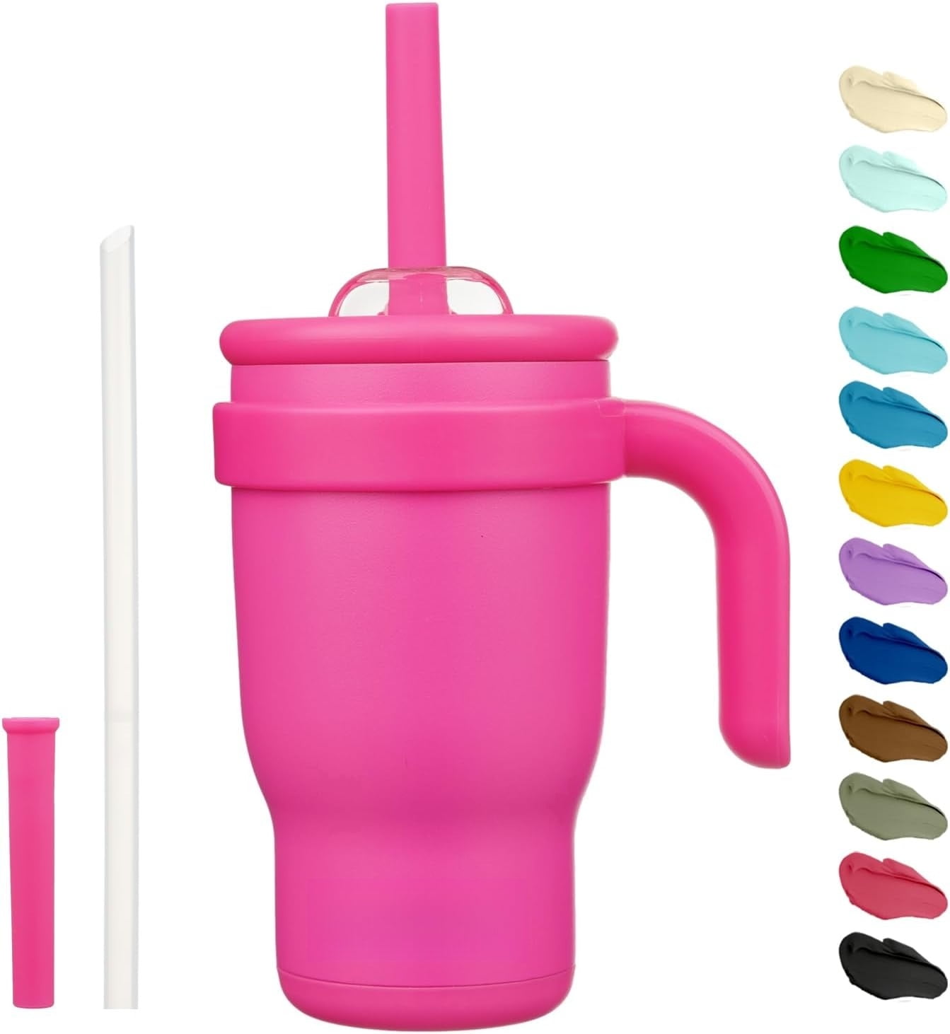 14 OZ Insulated Travel Tumbler with Handle and Straw, Stainless Steel ...