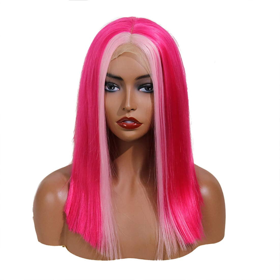 14" Ombre Hot Pink Wig Bob Lace Front Synthetic Wigs With Natural ...