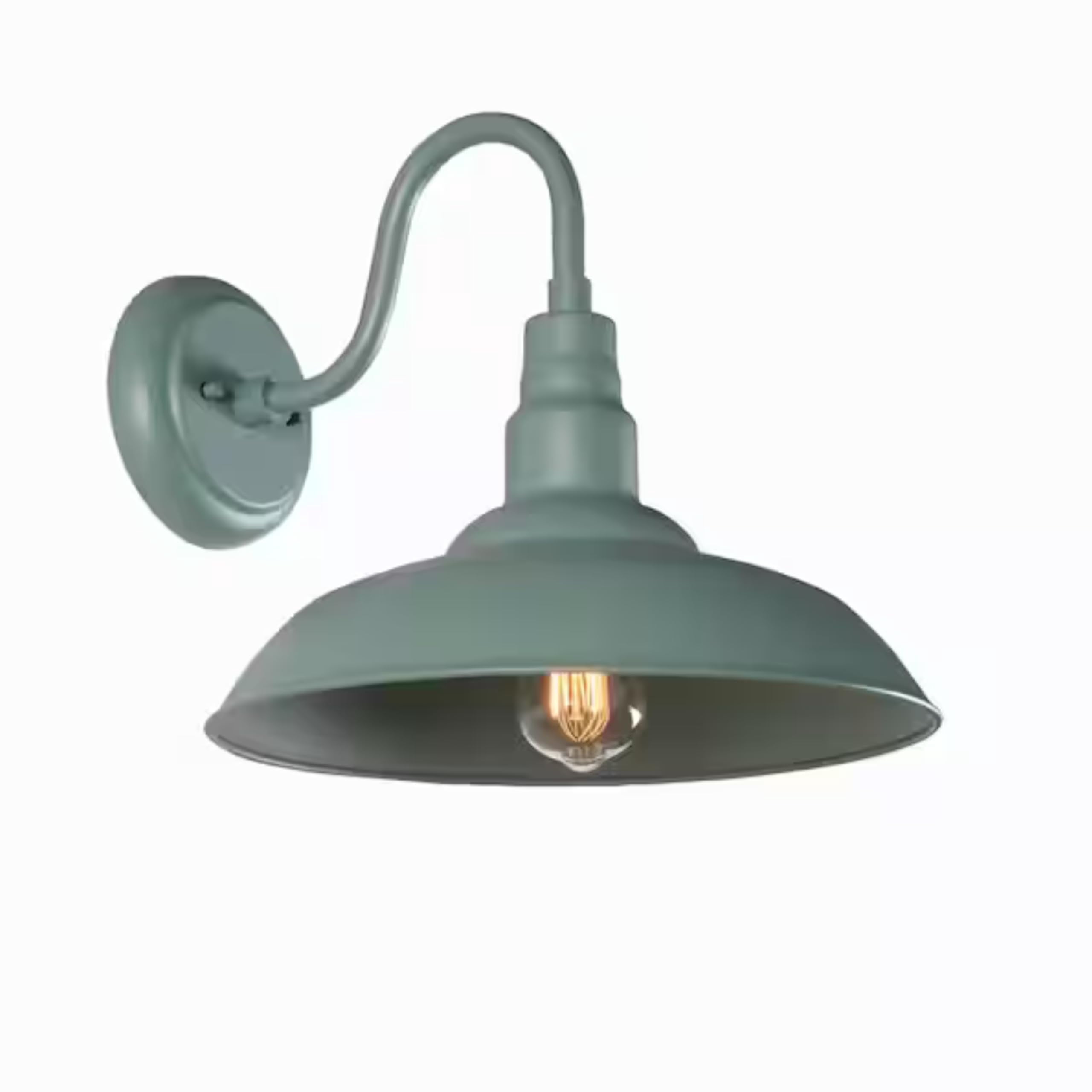 14" Outdoor Wall Sconce in Rustic Style with Green Finish, Downward ...