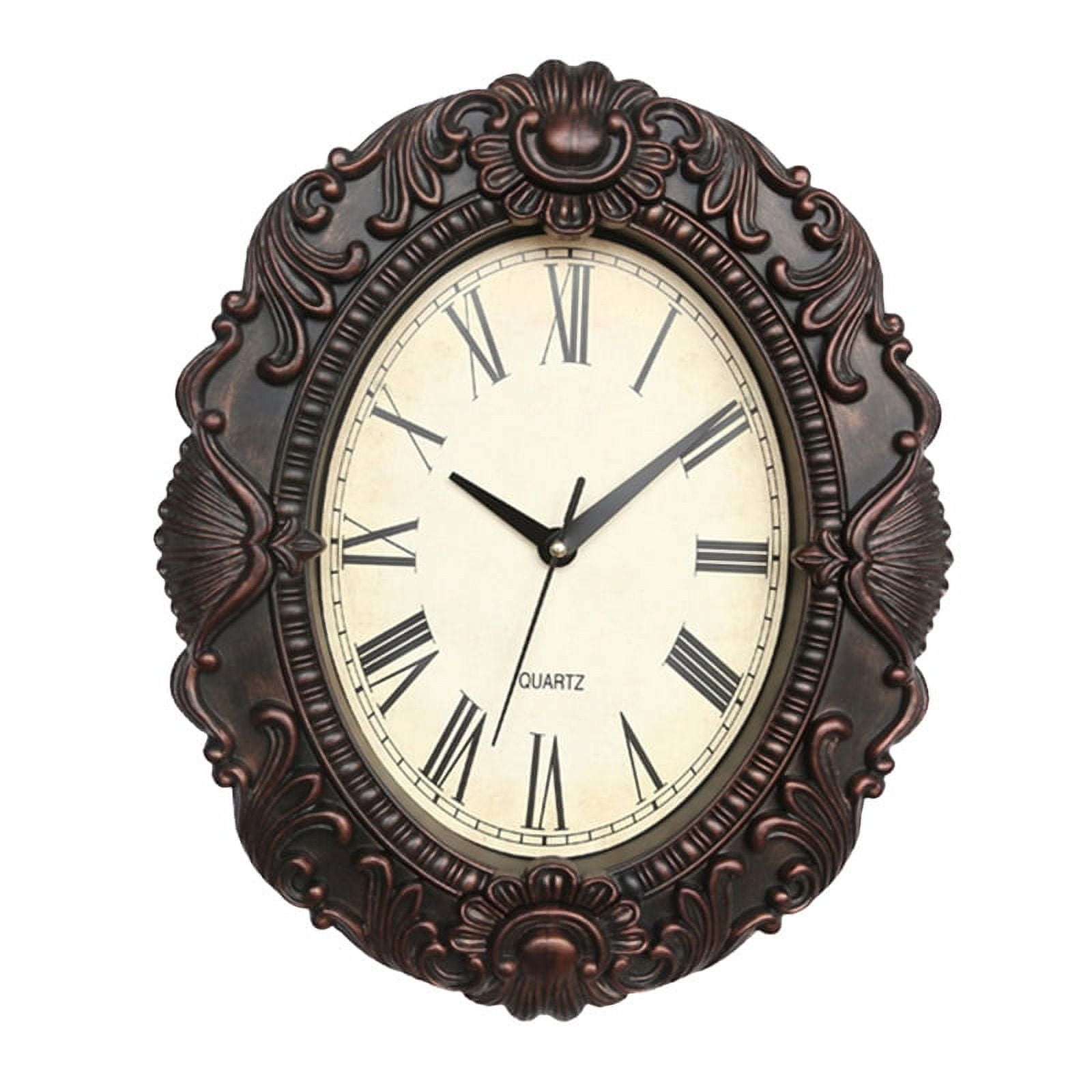 14" Oval Retro Wall Clock,Decorative Silent Wall Clocks with Non ...