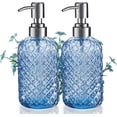14 Oz Refillable Glass Soap Dispenser with Rust Proof Stainless Steel ...