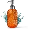 14 Oz Refillable Glass Soap Dispenser with Rust Proof Stainless Steel ...