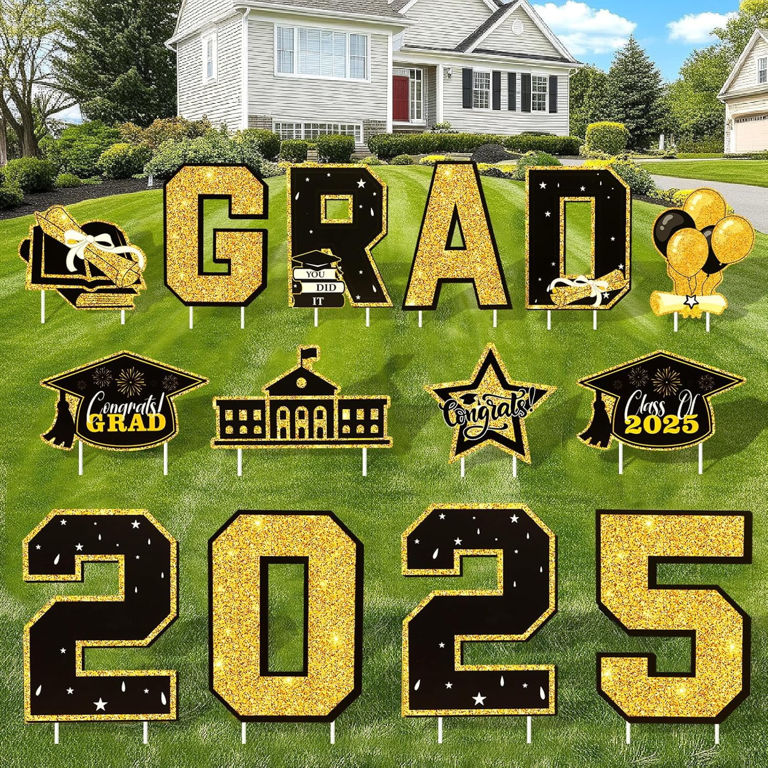 14 PCS Graduation Yard Signs Class of 2025, Graduation Decorations ...