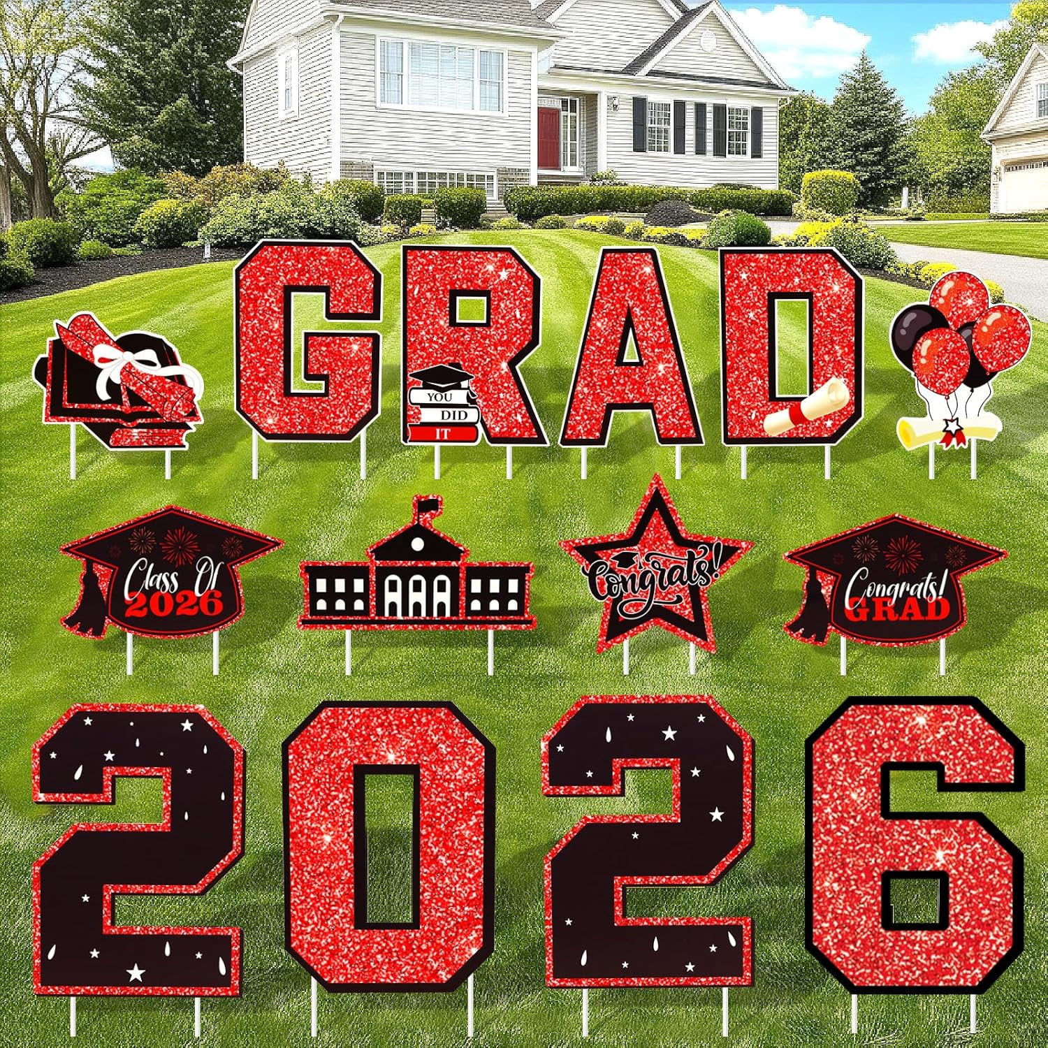 14 PCS Graduation Yard Signs Class of 2026, Graduation Decorations ...