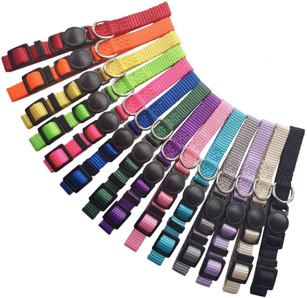 14 PCS Puppy ID Collars Nylon Soft Identification Colorful Adjustable ...