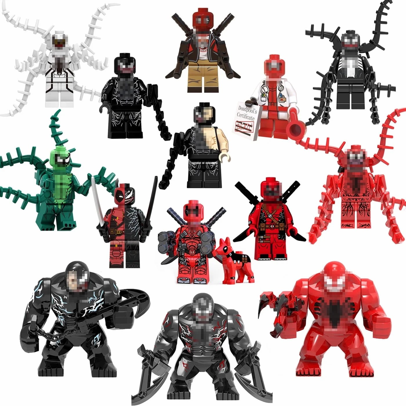 14 PCS Super Hero Series Giant Venom Spider Deadpool Minifigures Set ...