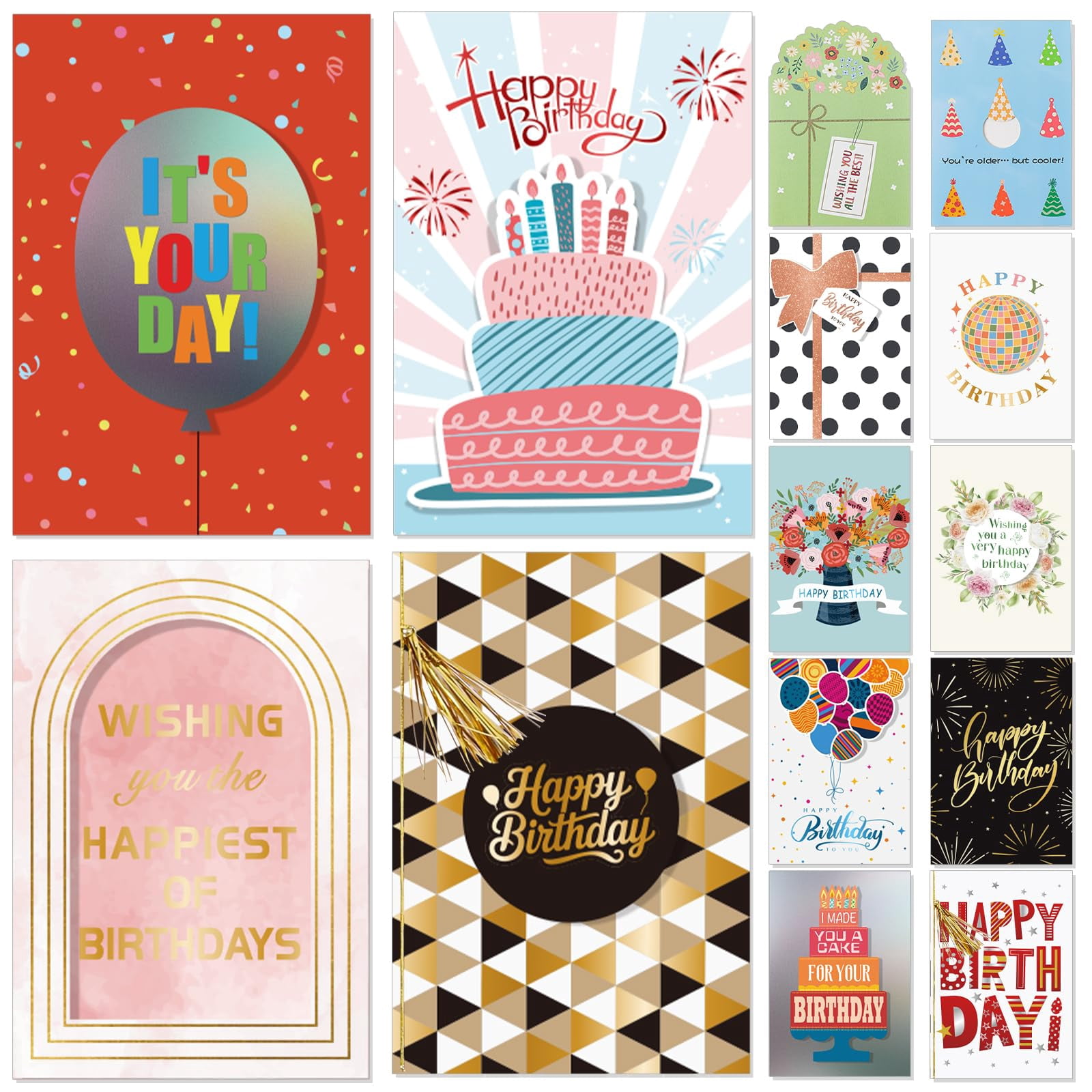 14 Pack 3d Handmade Birthday Cards Bulk With Envelopes Greeting For ...