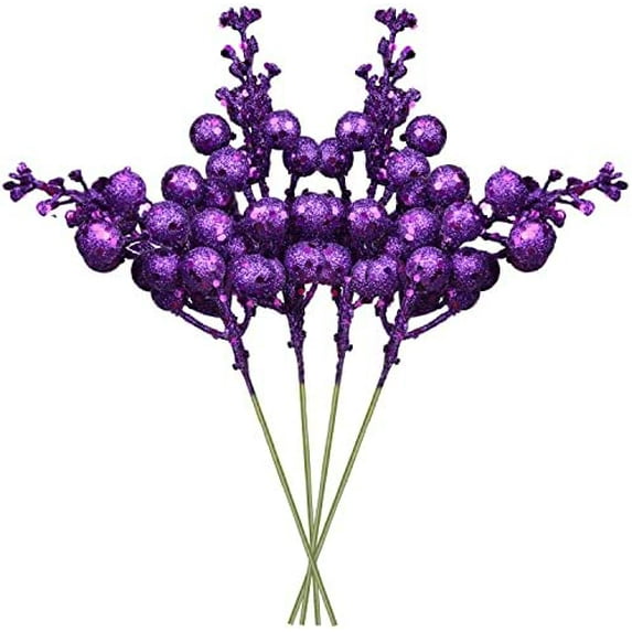 14 Pack Christmas Glitter Berries Stems, 7.8Inch Artificial Christmas ...