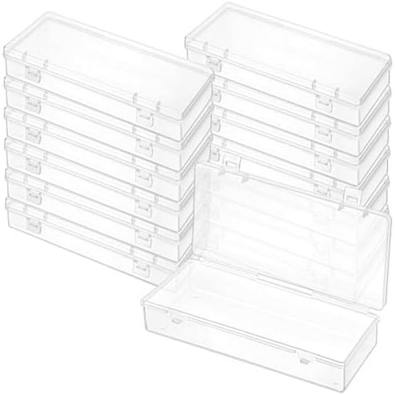 14 Pack Clear Plastic Storage Boxes, Rectangular Containers with Hinged ...