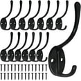 14 Pack Coat Hooks Wall Mounted with 28 Screws, Heavy Duty Black Towel ...