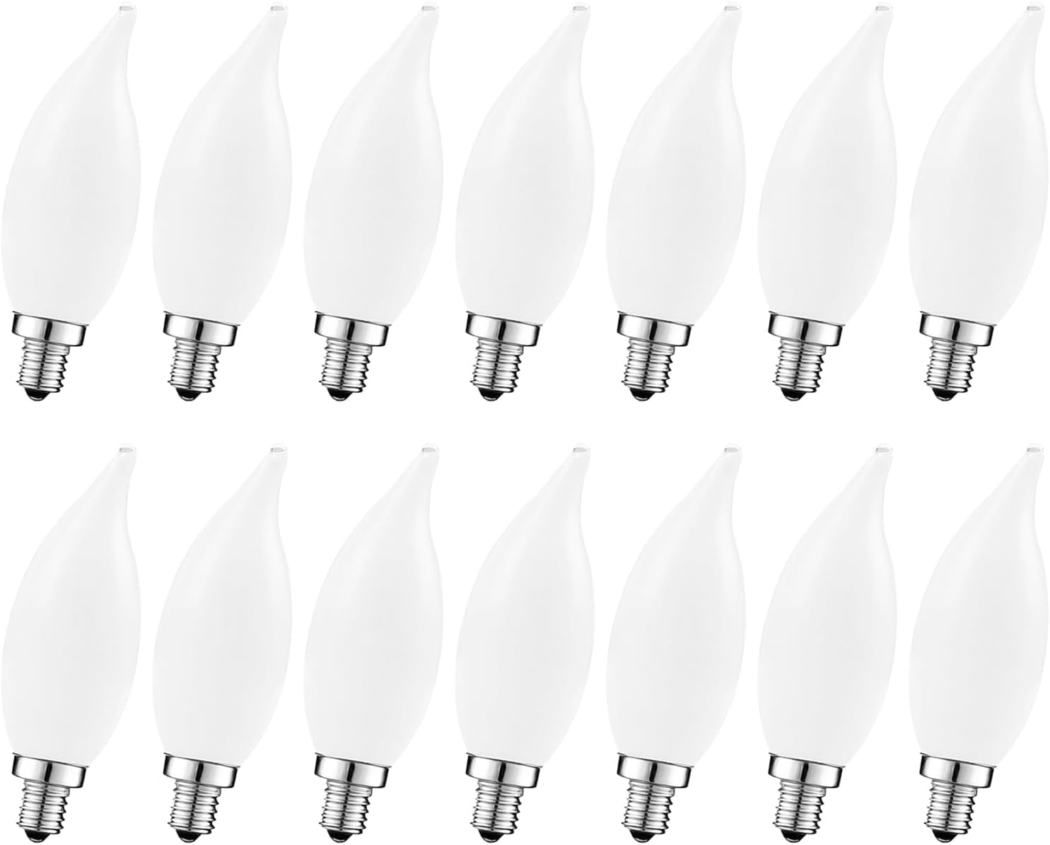 14-Pack E12 Flame Tip Led Chandelier Bulbs, 40w Equivalent, Milky White ...