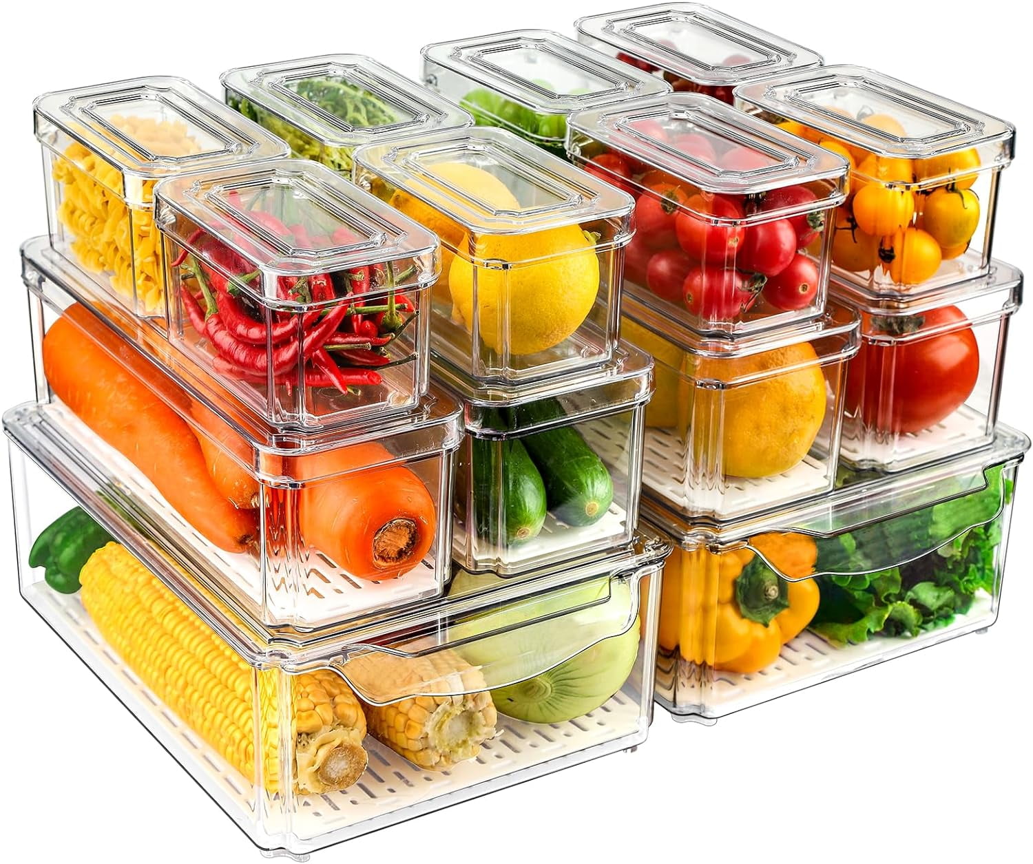 14 Pack Fridge Organizers and Storage - Refrigerator Organizer Bins ...
