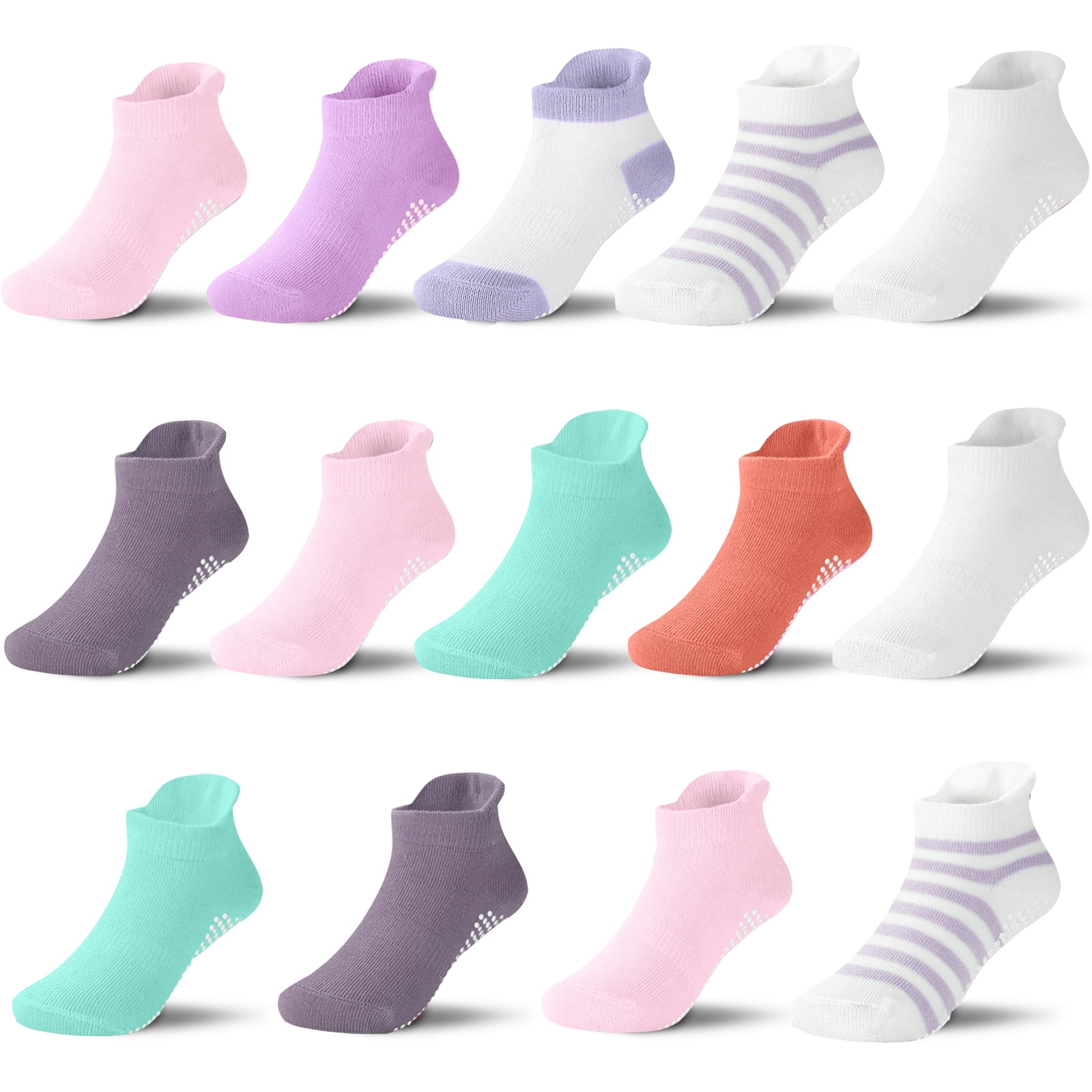 14-Pack Infant Baby Girl Ankle Socks with Grippers 0-6 6-12 Months ...