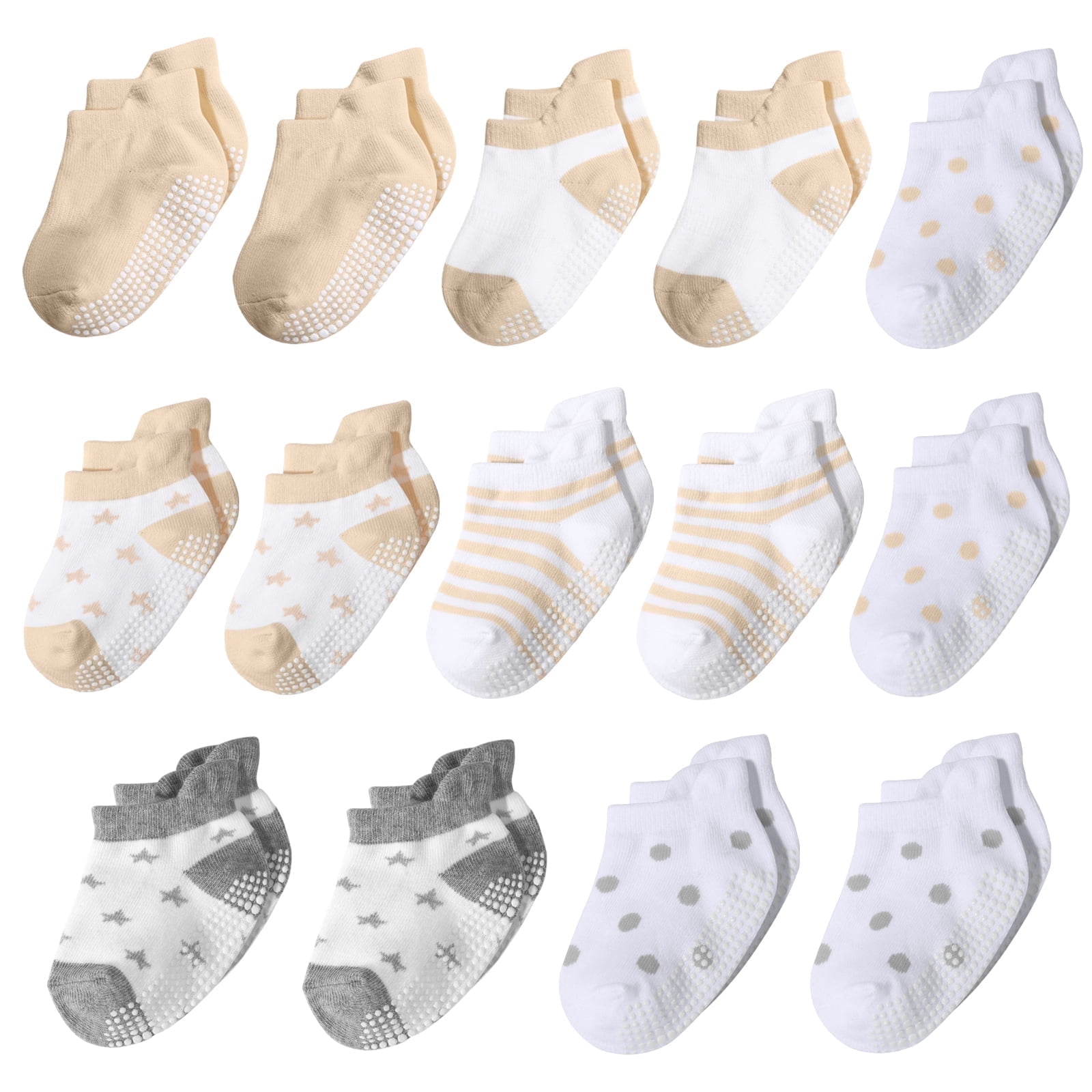 Infant Baby Boy Girl Non Slip Low Cut Grip Socks, 14-Pack, Sizes 6-12 ...