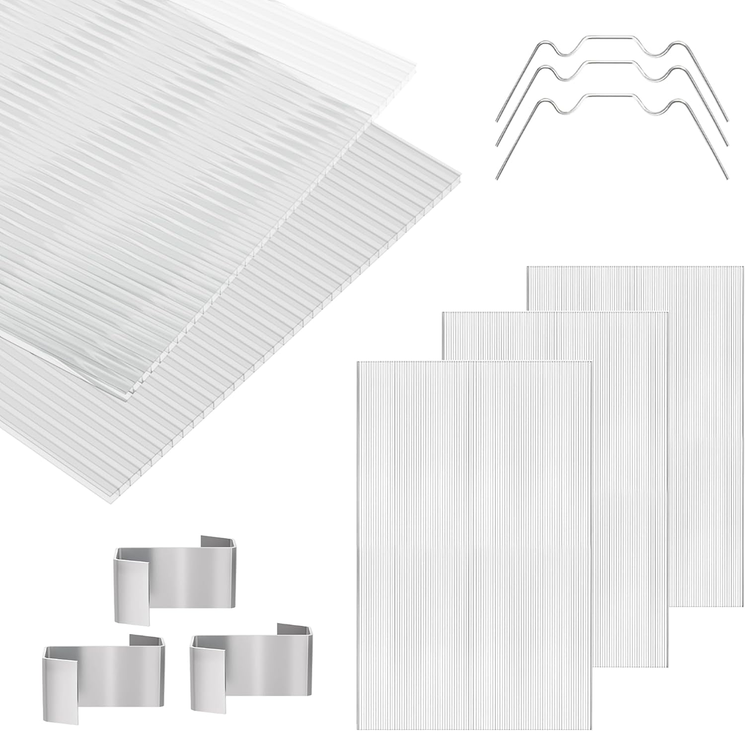 14-Pack Polycarbonate Greenhouse Panels, 23.8x47.6x0.16 Inch Clear Twin ...