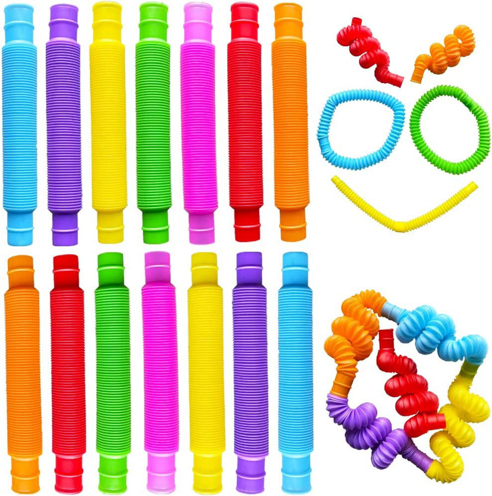 14-Pack Pop Tube Fidget Toys for Kids and Adults - Sensory Toy for ...