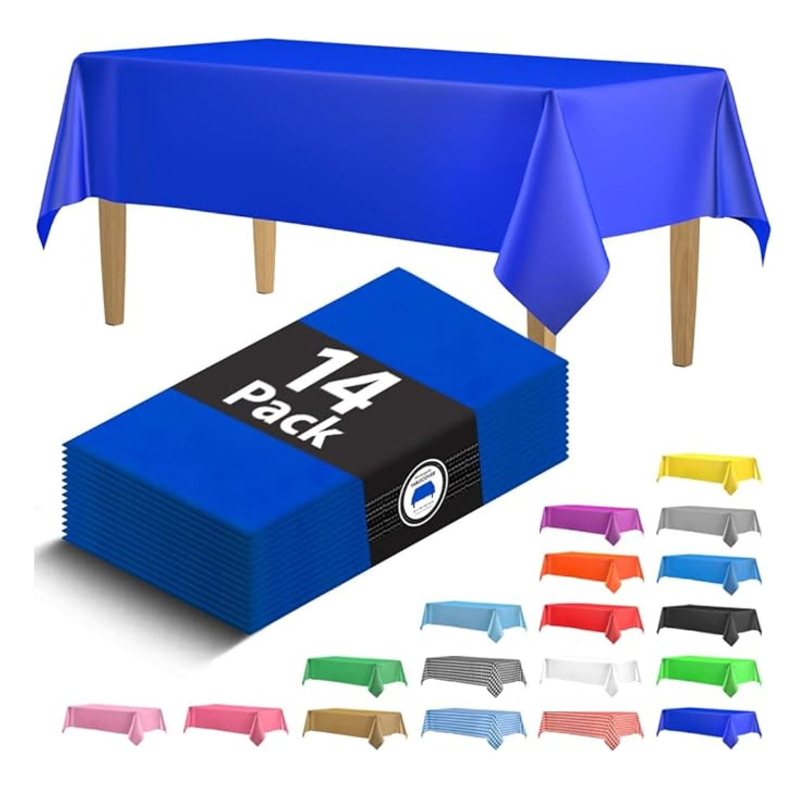 14 Pack Premium Blue Plastic Tablecloth - 54 x 108 in. Disposable ...