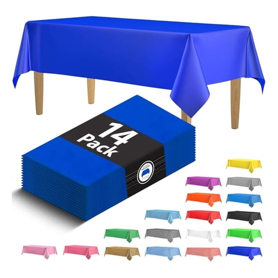 14 Pack Premium Blue Plastic Tablecloth - 54 x 108 in. Disposable ...