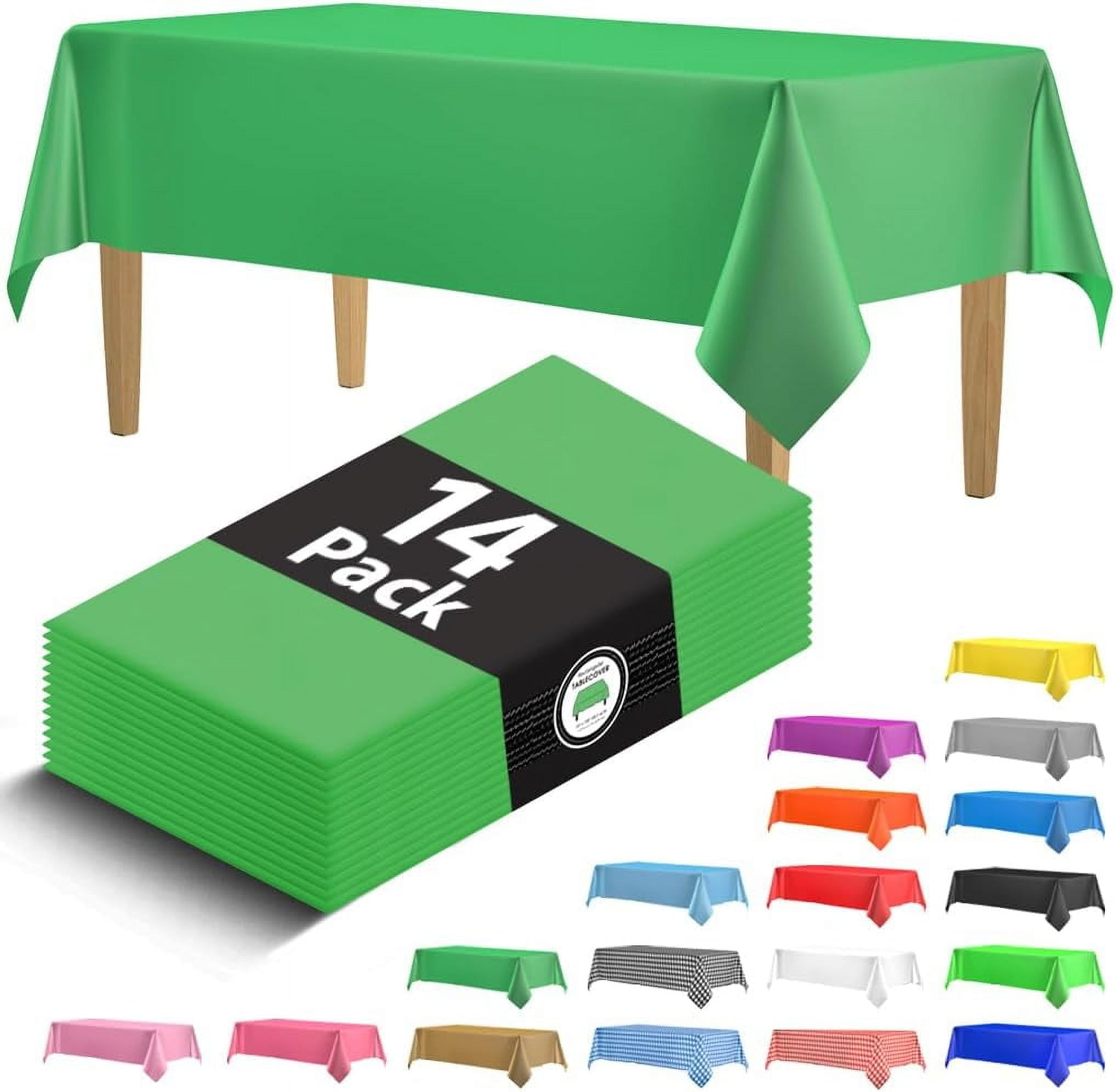 14 Pack Premium Green Plastic Tablecloth - 54 x 108 in. Disposable ...