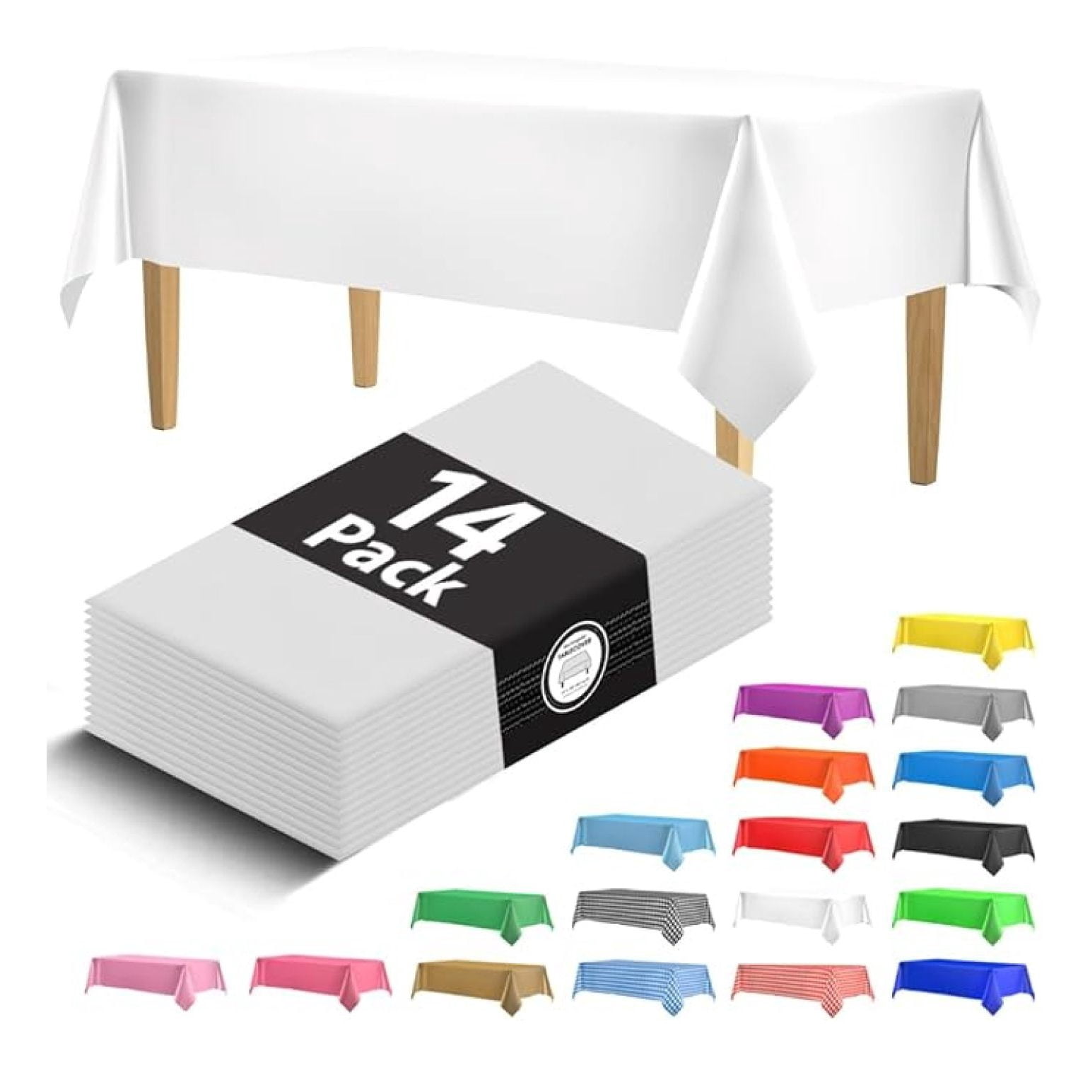 14 Pack Premium White Plastic Tablecloth - 54 x 108 in. Disposable ...