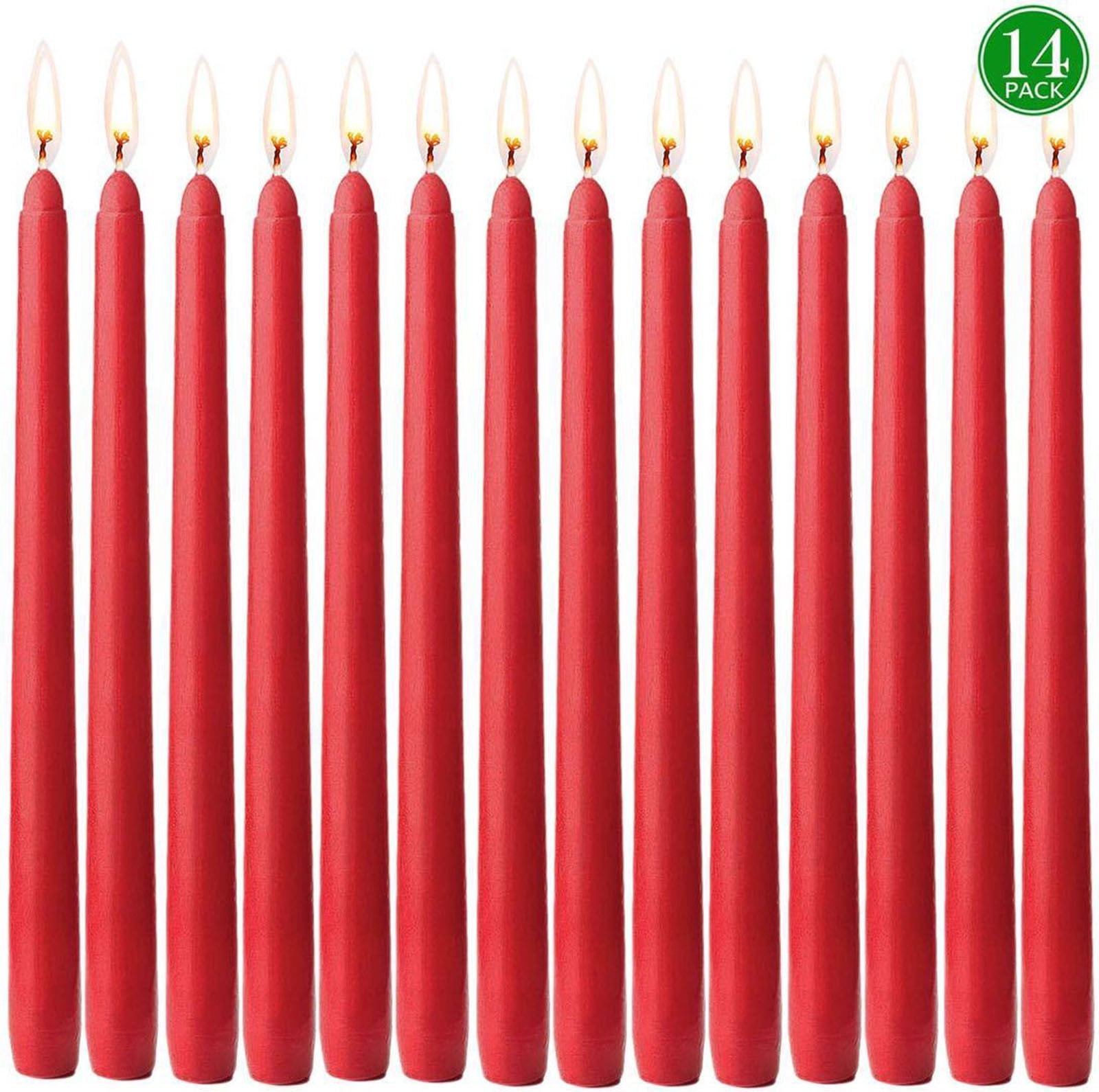14 Pack - Red Taper Candles for Weddings - Hand Poured Drip-Free ...