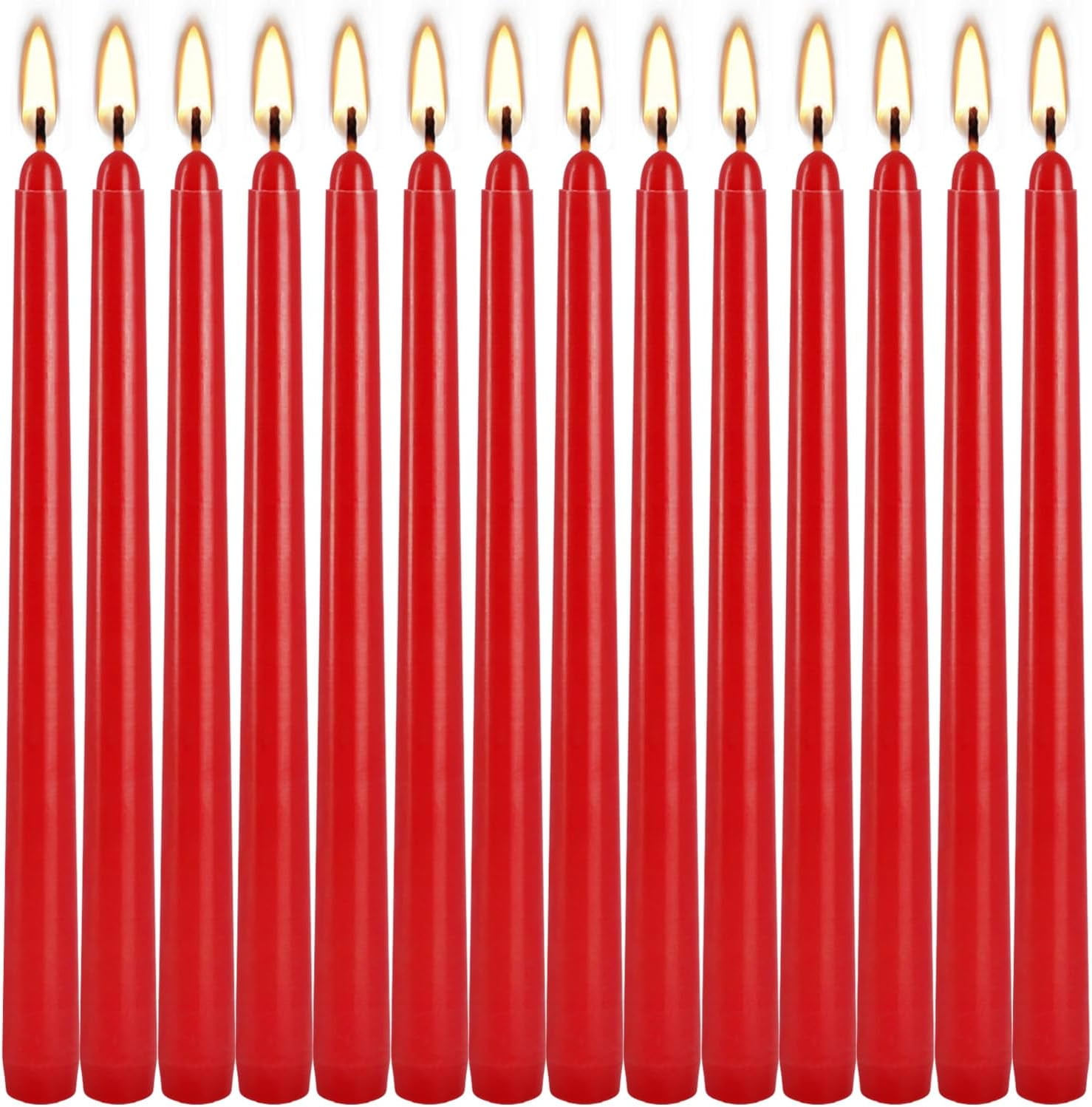 14 Pack Tall Red Taper Candles - 10 Inch Red Dripless, Unscented Dinner ...