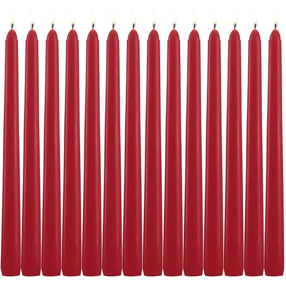 14 Pack Tall Red Taper Candles - 10 Inch Red Dripless, Unscented Dinner ...