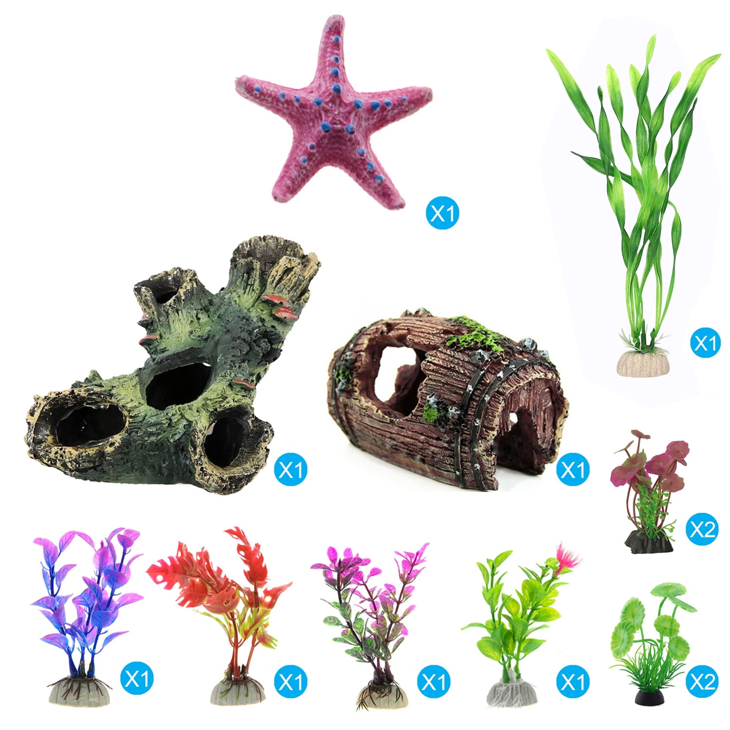 14 Packs Aquarium Decorations Fish-Tank Accessories Plants - Fish Tank ...