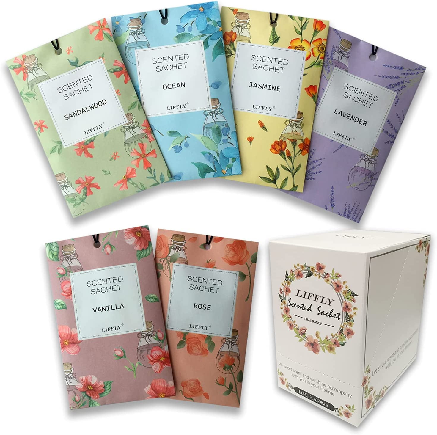 14 Packs Scented Sachets for Drawers and Closets Lavender Rose Jasmine ...