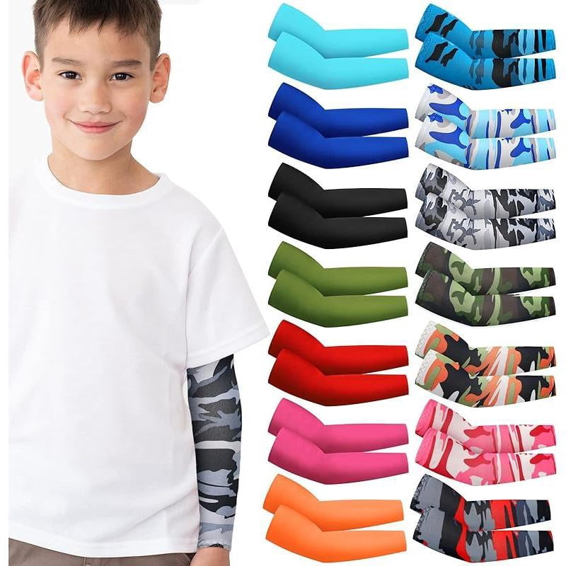 14 Pairs Arm Sleeves for Kids UV Sun Protection Cooling Arm Compression ...