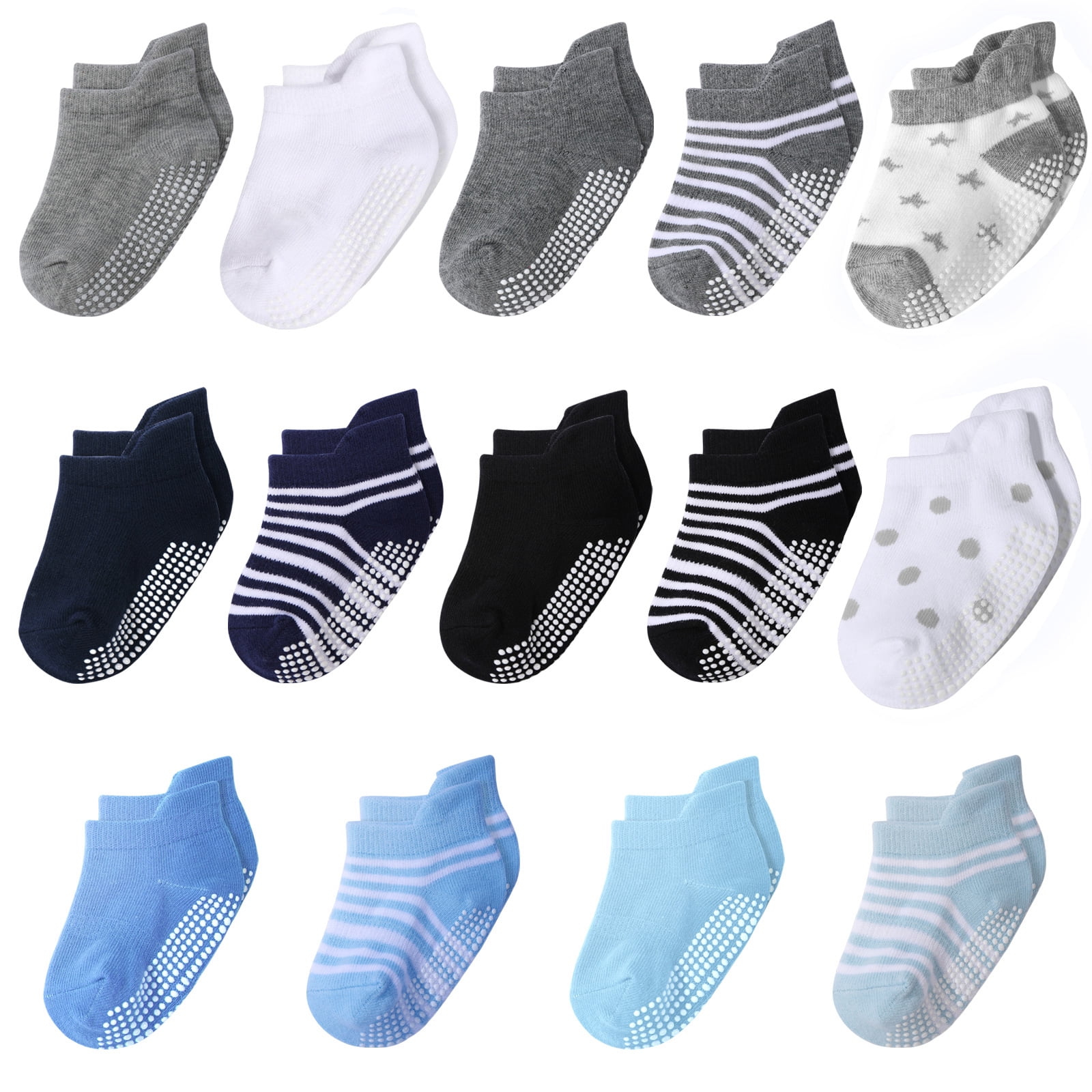 14 Pairs Baby Toddler Socks with Grippers for 6-12 12-24 Months 2T-3T ...
