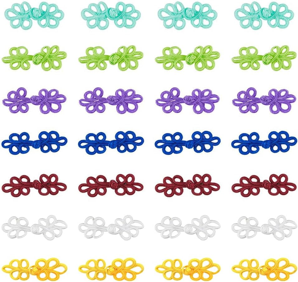 14 Pairs Chinese Closure Buttons Chinese Knots Frog Buttons 7 Colors ...