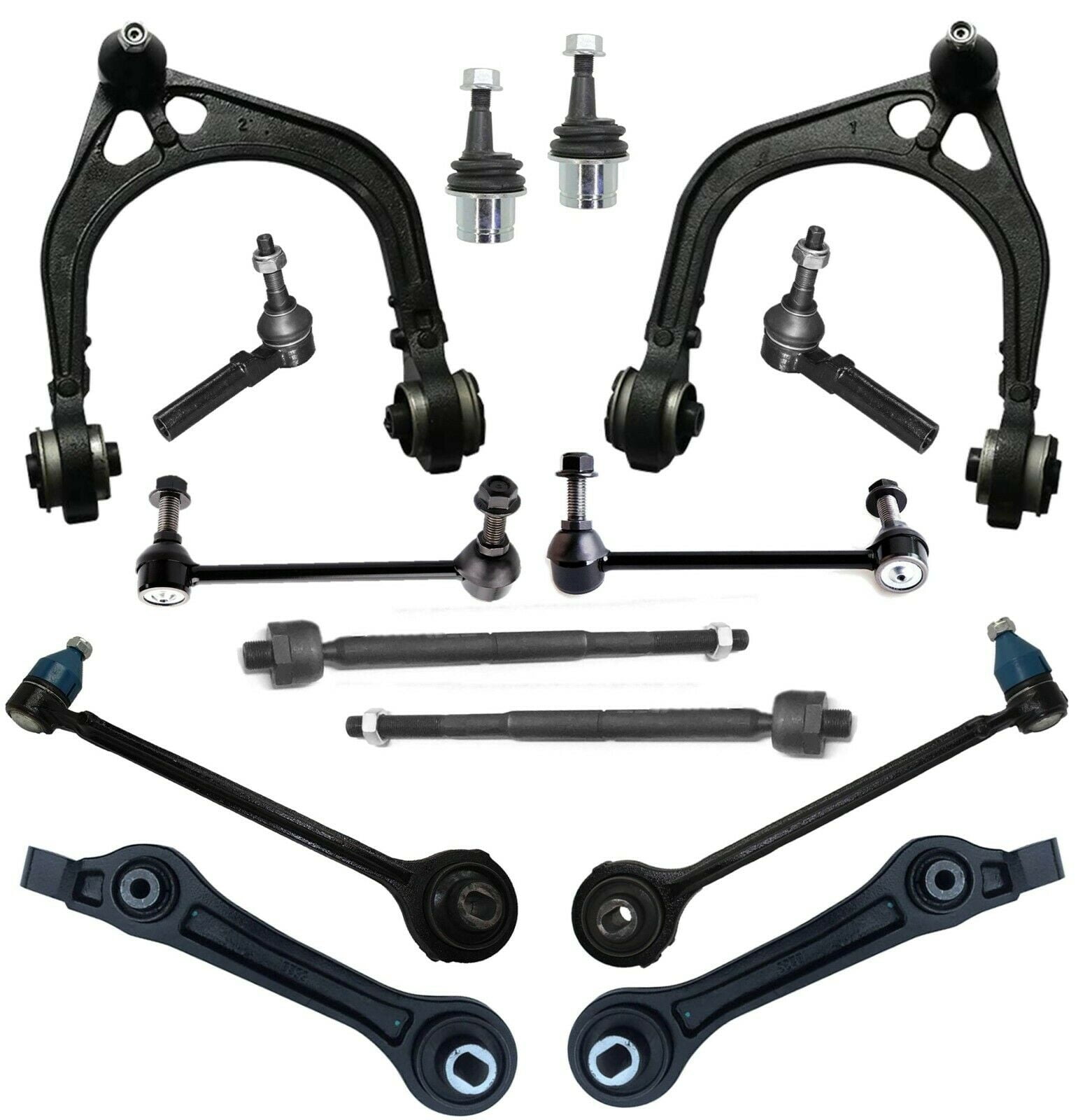 PartsW 14 Pc Suspension Kit, Upper & Lower Control Arms for RWD/2WD ...