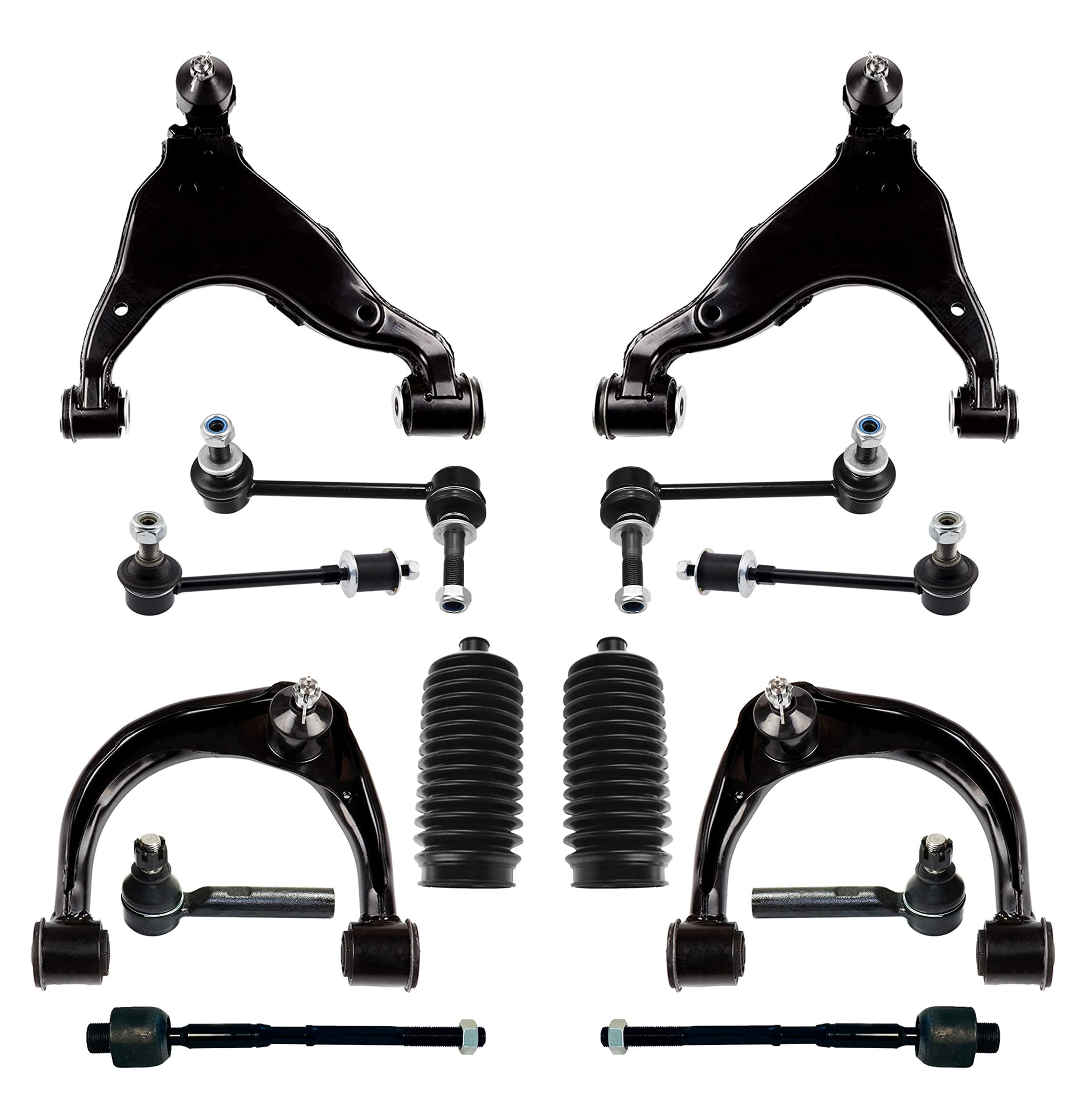 14 Pc Front & Rear Suspension Kit Upper Lower Control Arms, Sway Bar ...
