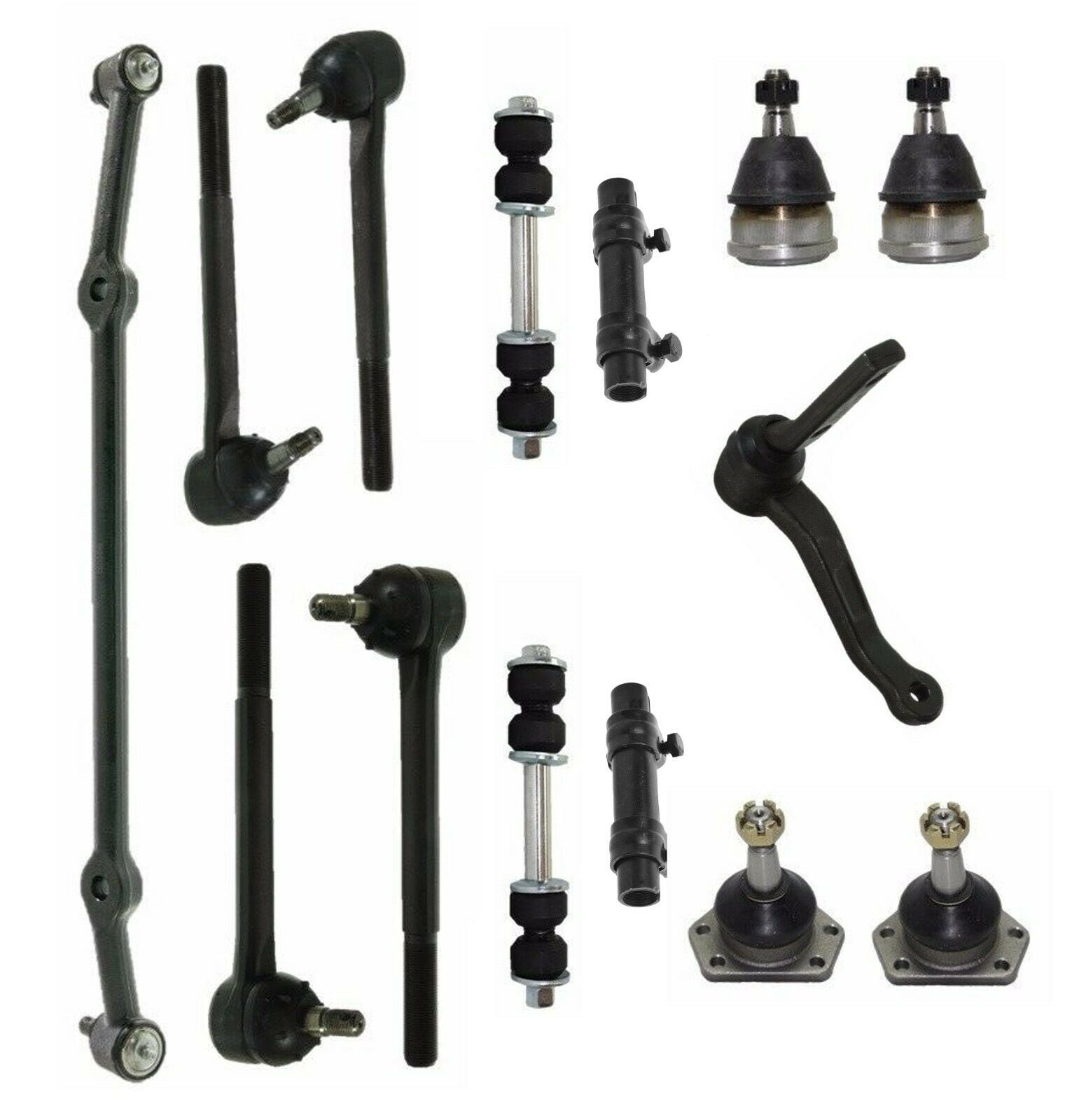 14 Pc Front Steering & Suspension Kit Upper and Lower Ball Joints, Tie ...