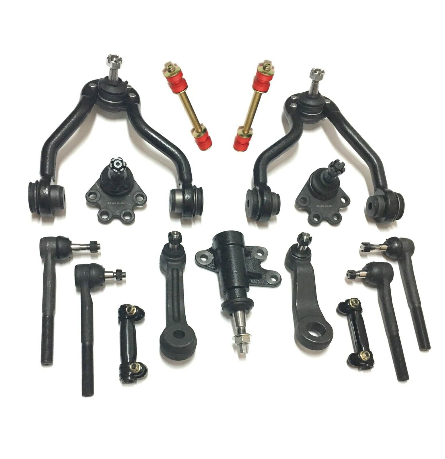 14 Pc Front Suspension Kit Adjusting Sleeves Inner & Outer Tie Rod Ends Lower Ball Joints (Bolt ...