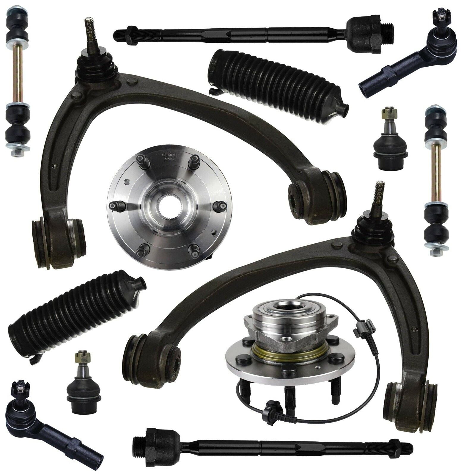 14 Pc Front Suspension Kit Upper Control Arms, Tie Rod Ends & Ball ...