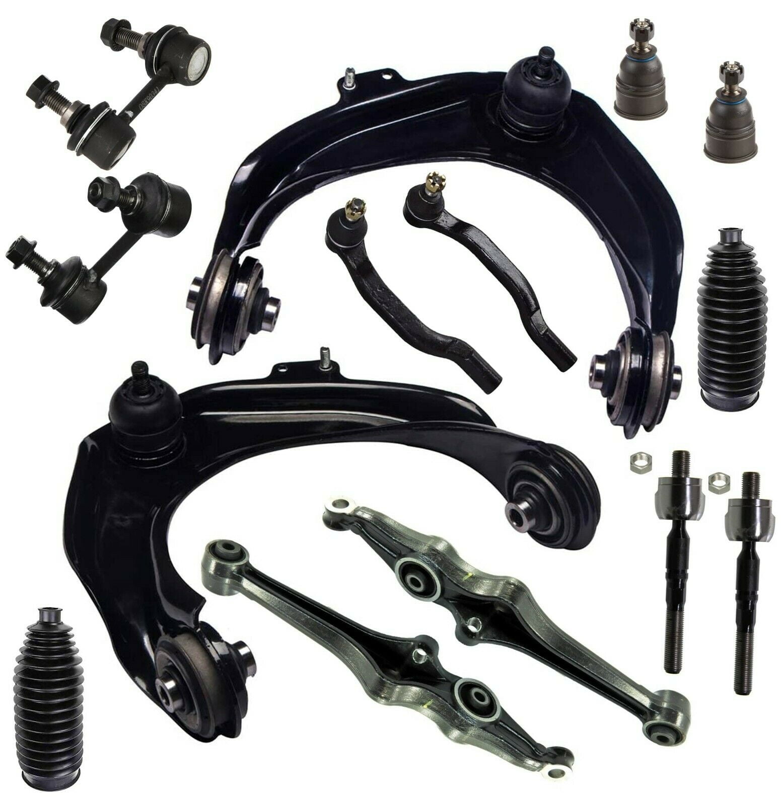 14 Pc Front Suspension Upper & Lower Control Arms Ball Joints Sway Bar Links Bellow Boots Outer ...