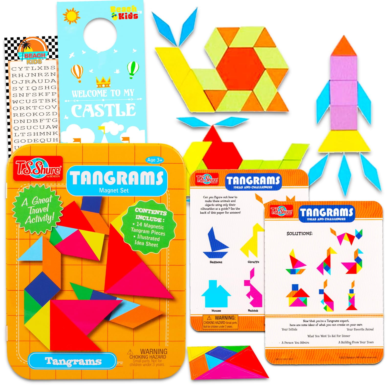 14 Pc Magnetic Tangram STF9 Puzzle Set - 360 Different Pattern Block ...
