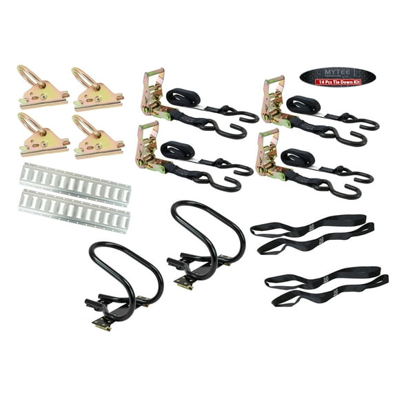 14 Pc Motorcycle Kit - 2 E-Track Motorcycle Wheel Chock, 2 Motorcycle ...