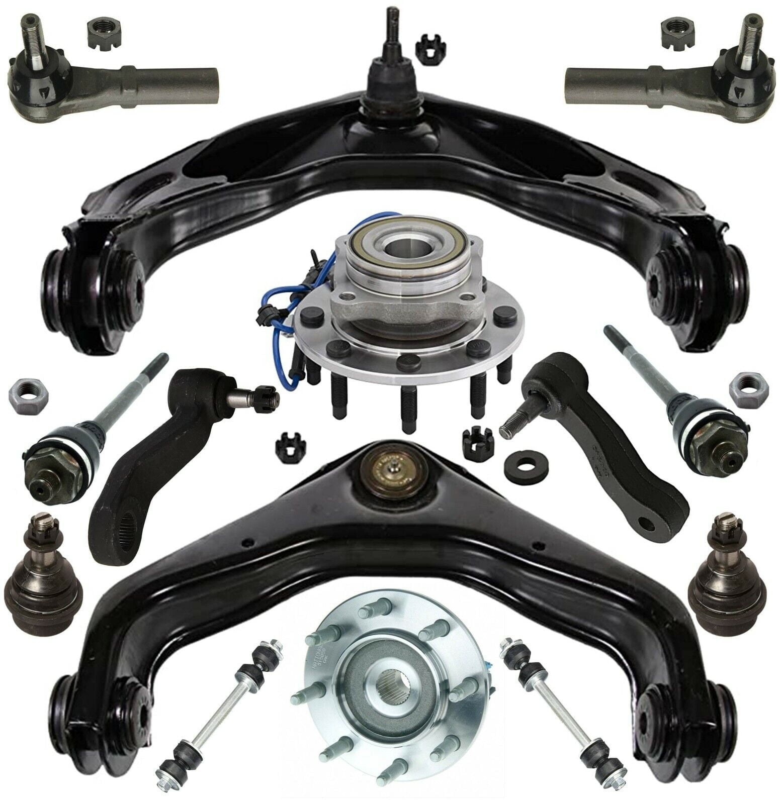 14 Pc Steering & Suspenion Kit Front Upper Control Arm Inner Tie Rod ...